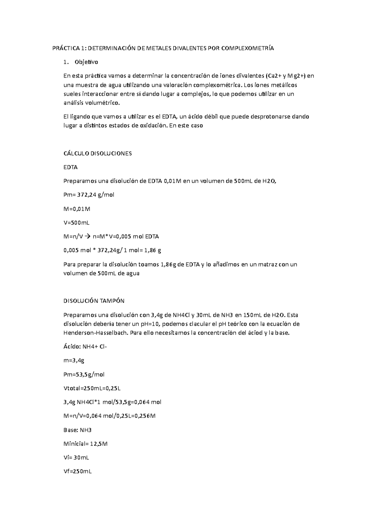 Práctica 1 quimica bioanalitica - PRÁCTICA 1: DETERMINACIÓN DE METALES ...