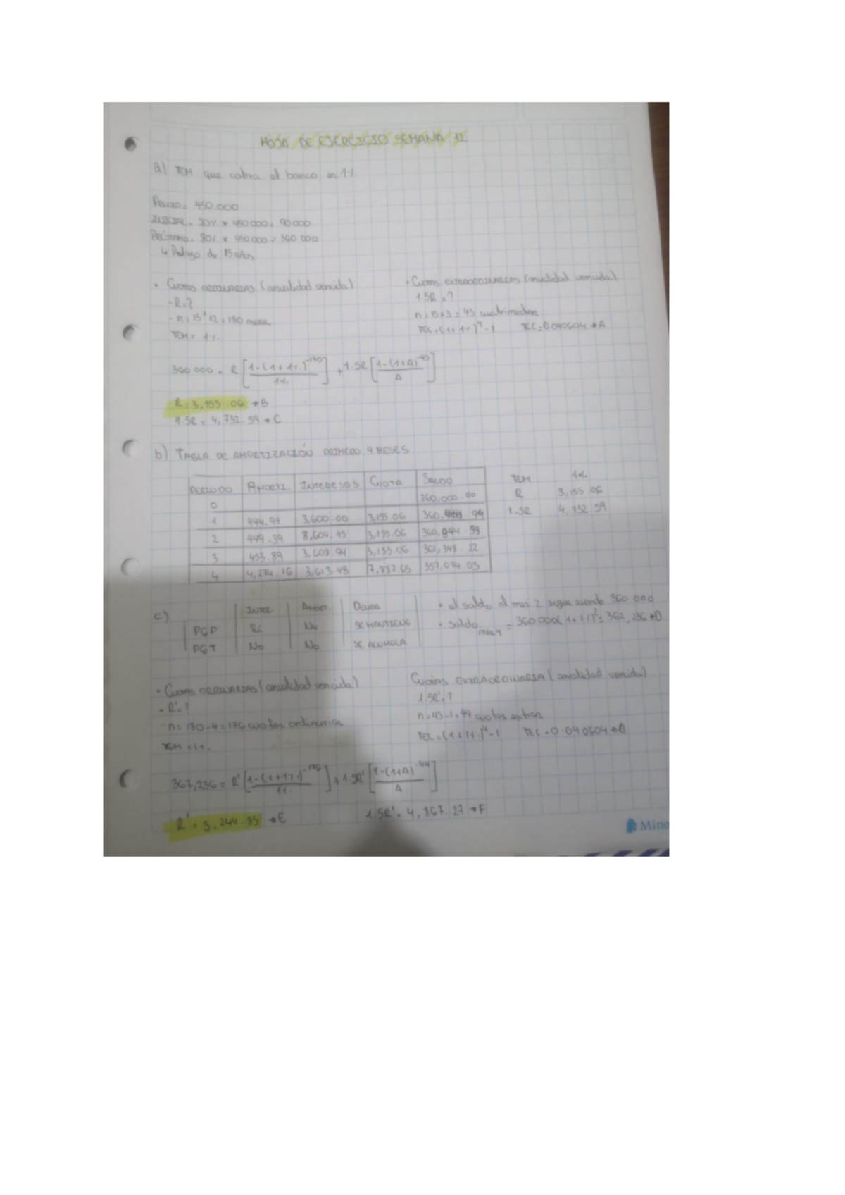 Hoja sem 12 - HOJA DE EJERCICIO SEMANA 12 al TOM que cabra of banco on ...