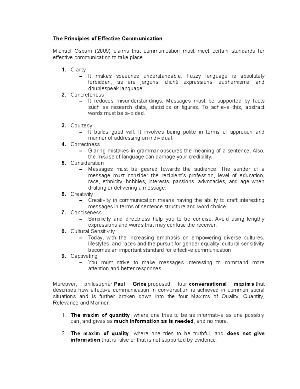 The Principles of Effective Communication - Clarity It makes speeches ...