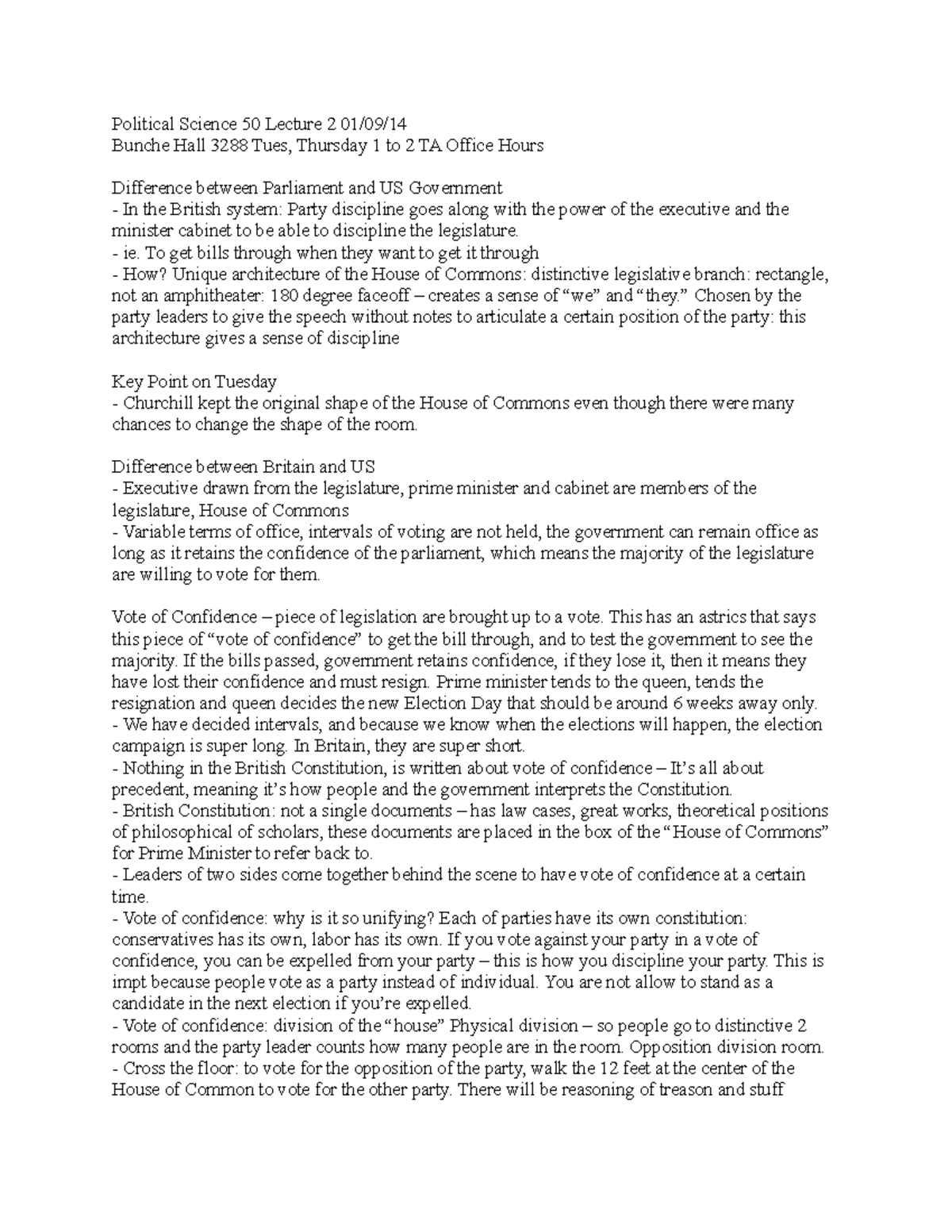 Political Science 50 Lecture 2 - Political Science 50 Lecture 2 01/09 ...