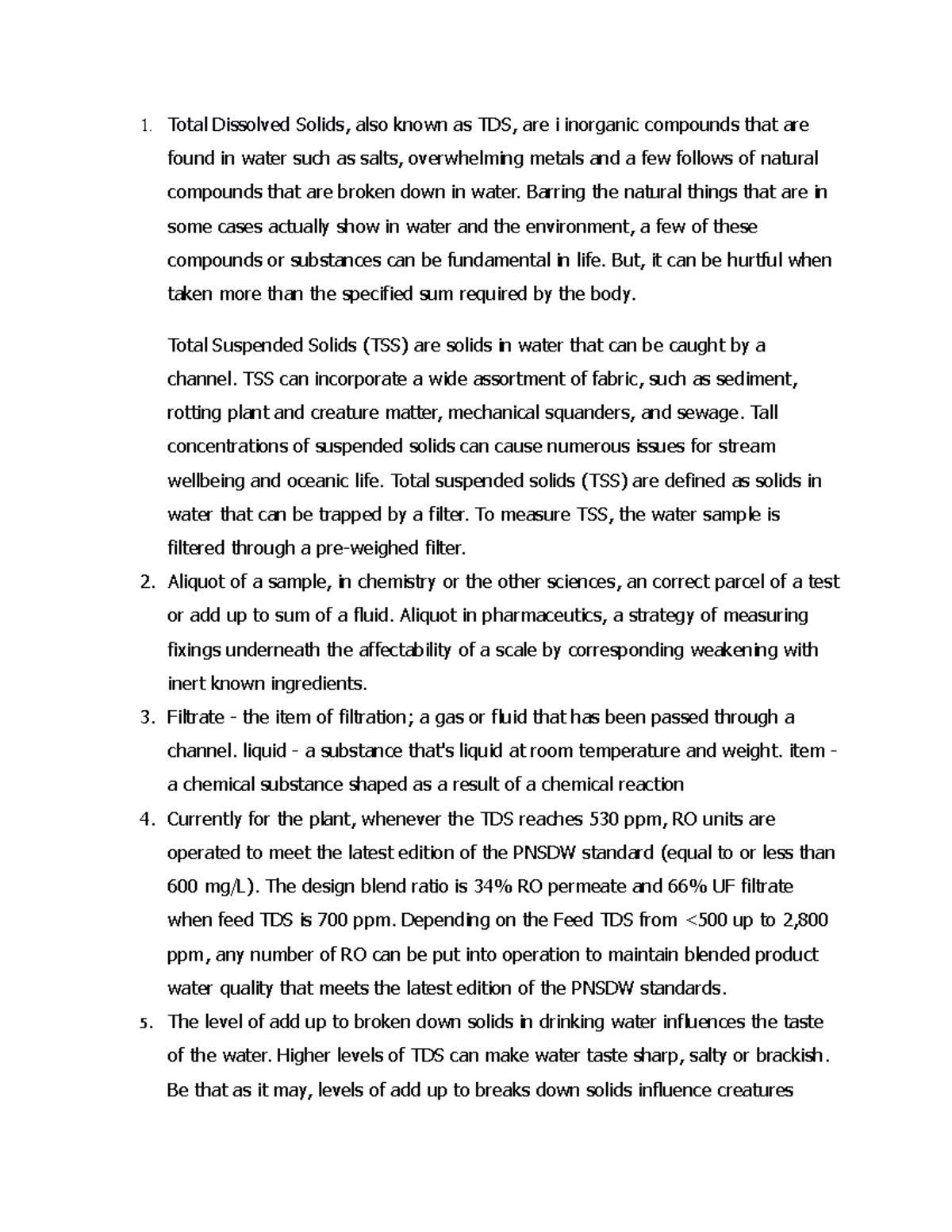 TSS and TDS summary - Total Dissolved Solids, also known as TDS, are i ...