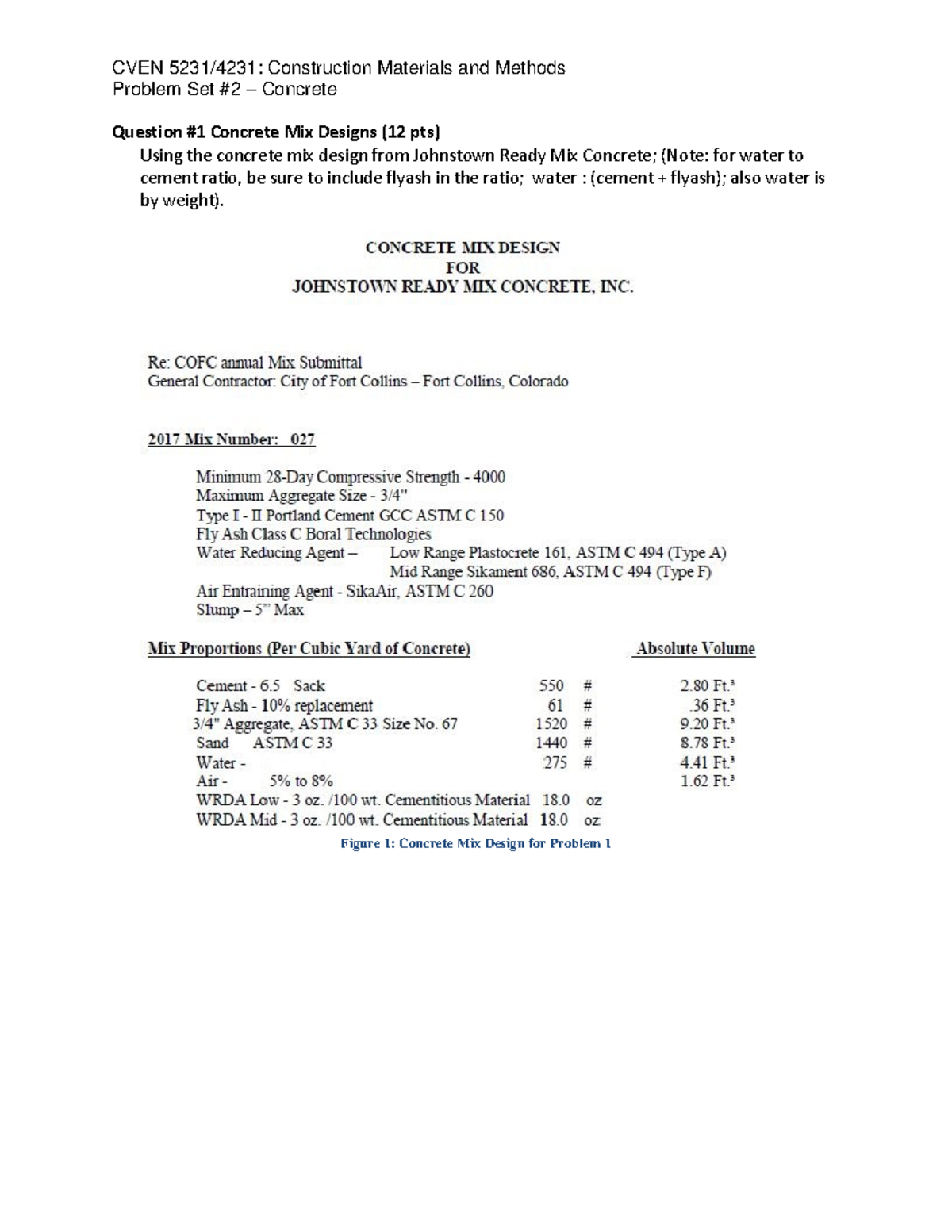 Problem Set 2 ( materials and methods) - Problem Set #2 – Concrete ...