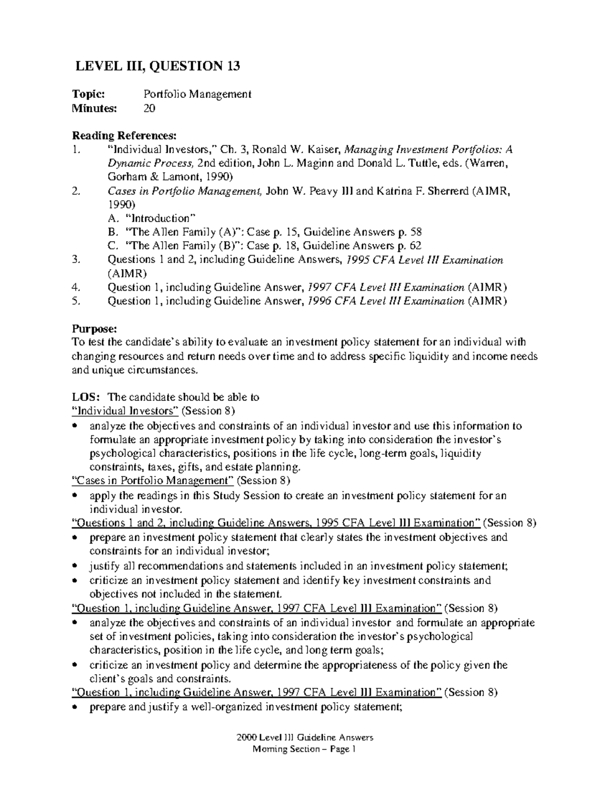 Level 3 2000 Answers - 2000 Level III Guideline Answers LEVEL III ...