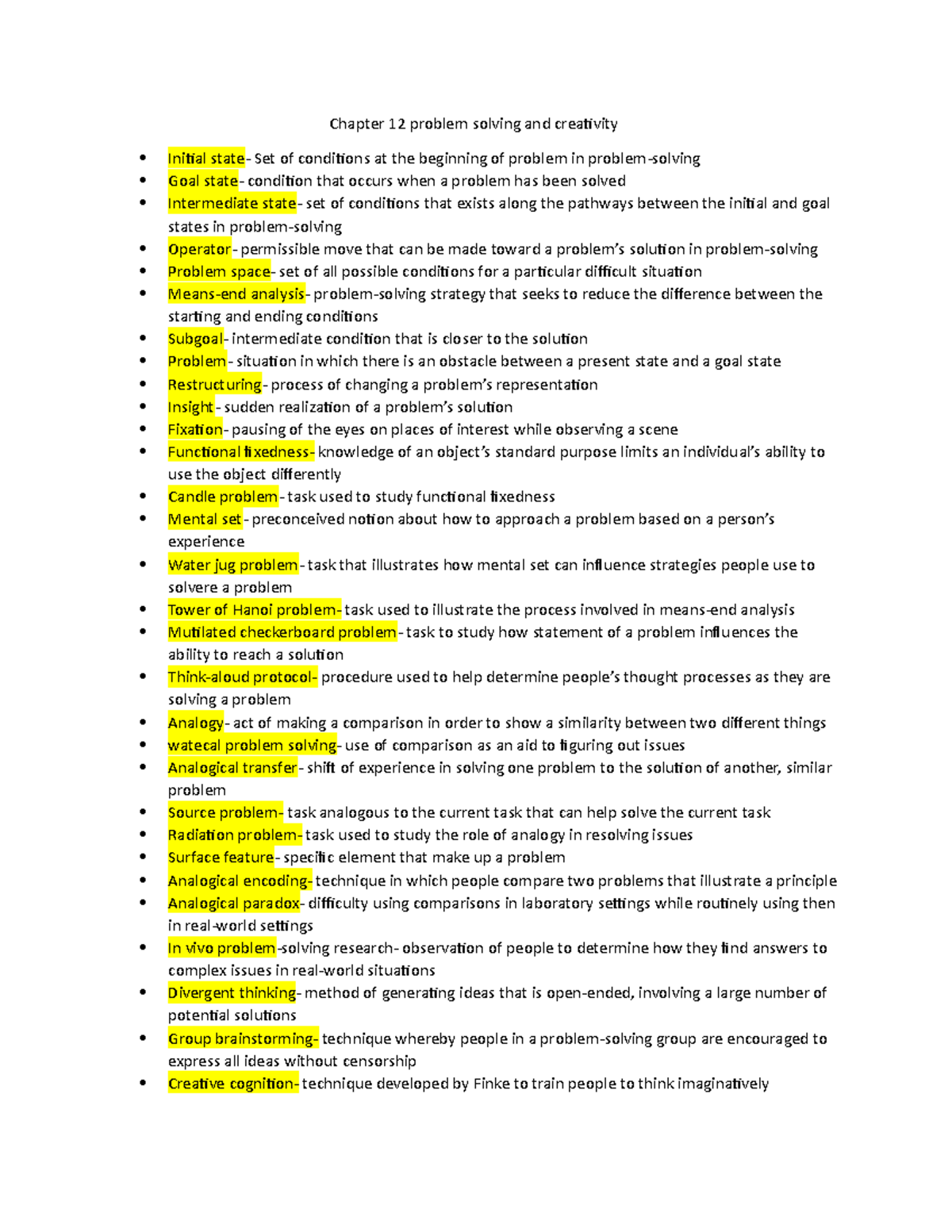 Chapter 12 problem solving and creativity - Chapter 12 problem solving and creativity Initial ...