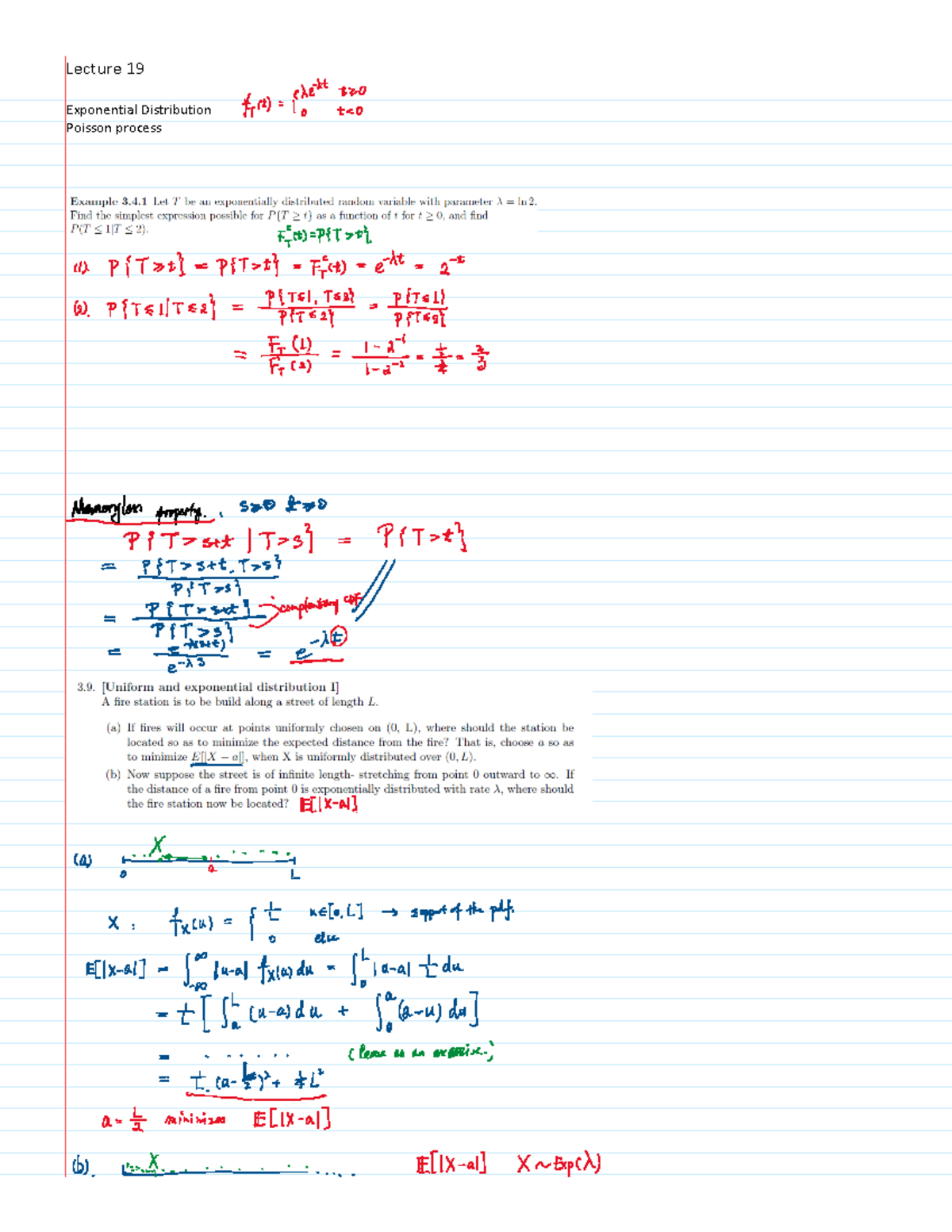Lecture 19b - ECE 313 - Exponential Distribution Poisson process Lecture 19 - Studocu