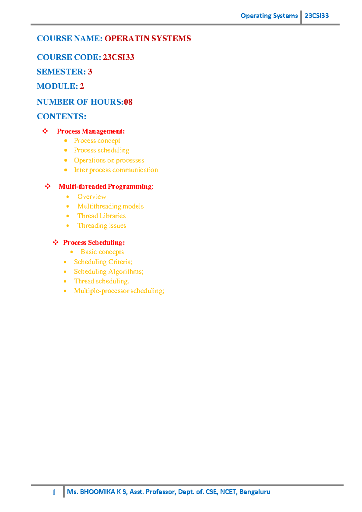 MOD-2 (23CSI33) - OPERATING SYSTEMS STUDY MATERIALS FOR MODULE 2 ...