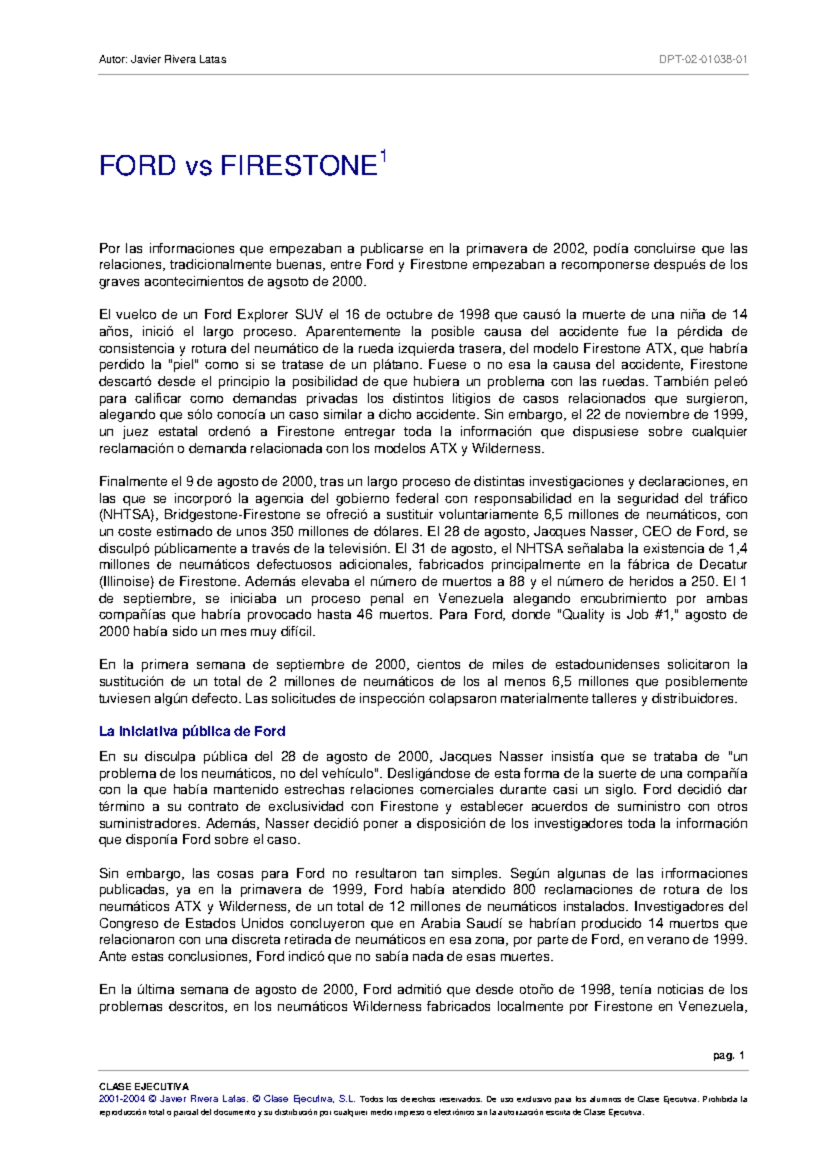 CASO FORD vs Firestone - Caso Practico de Estudio de Casos - CLASE ...
