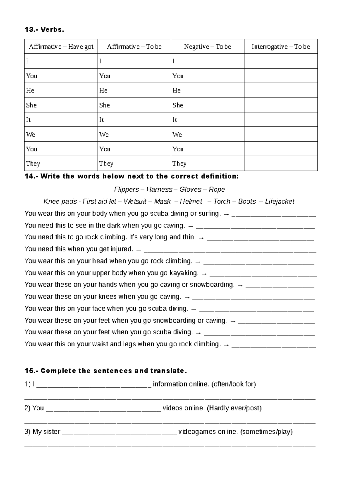 Activities 1 3 - Verbo to be y vocabulario Kids Can 5 - Unit 1 - 13 ...