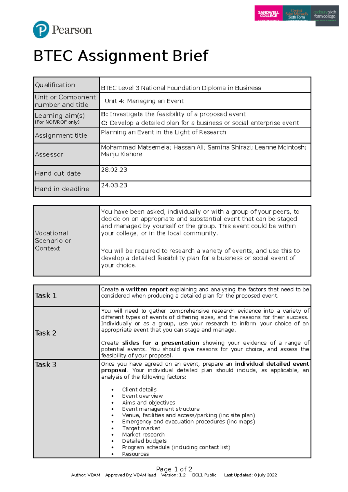 Unit 18 Facilities Operations Management Assignment Brief