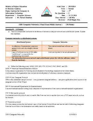 Computer-Network - Computer-Network.docx - Question 1: a) The term "a ...