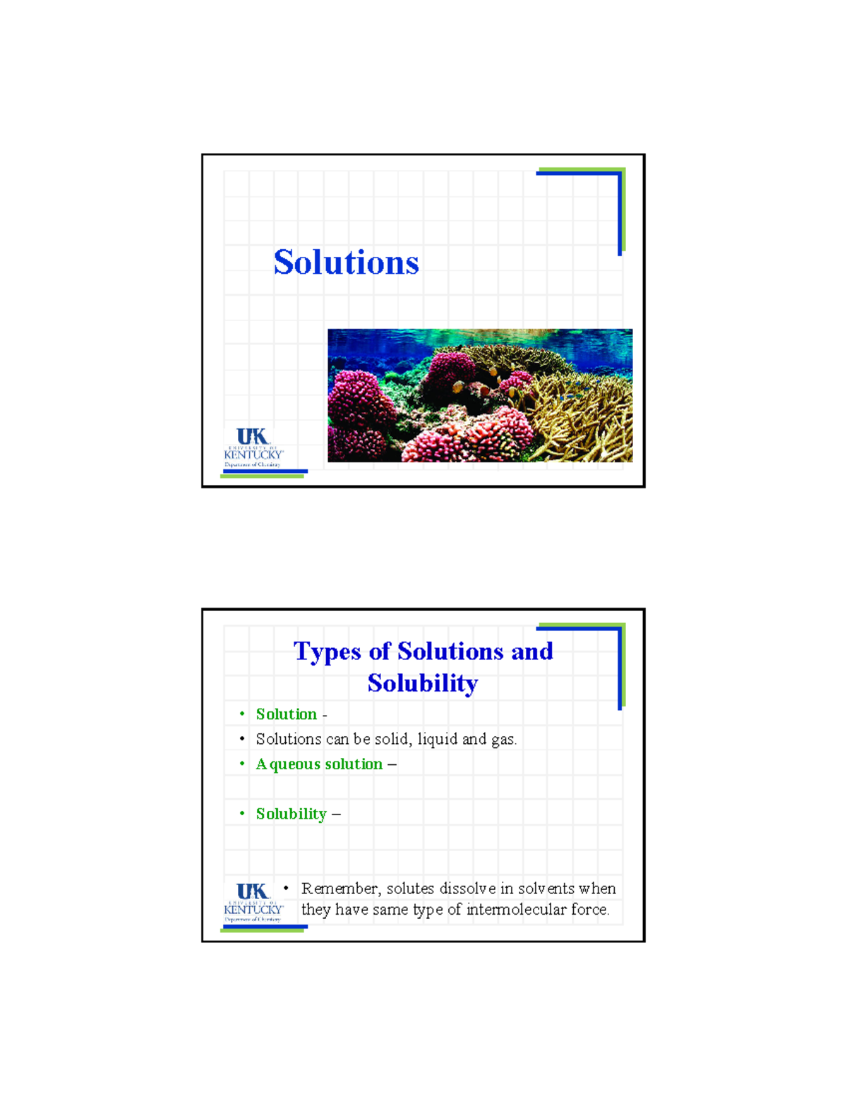 03 Solutions student 2 - Solutions Types of Solutions and Solubility ...