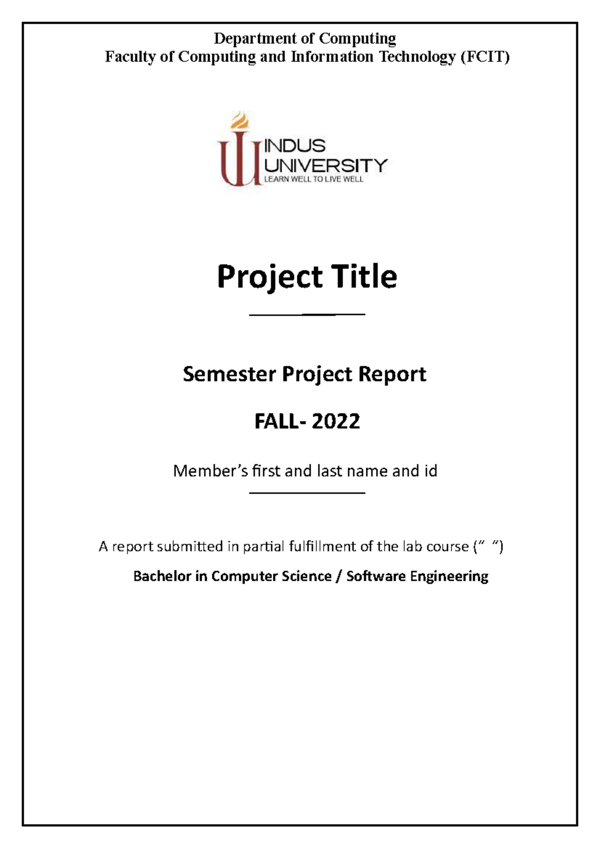 Project Report Templet - Department of Computing Faculty of Computing ...