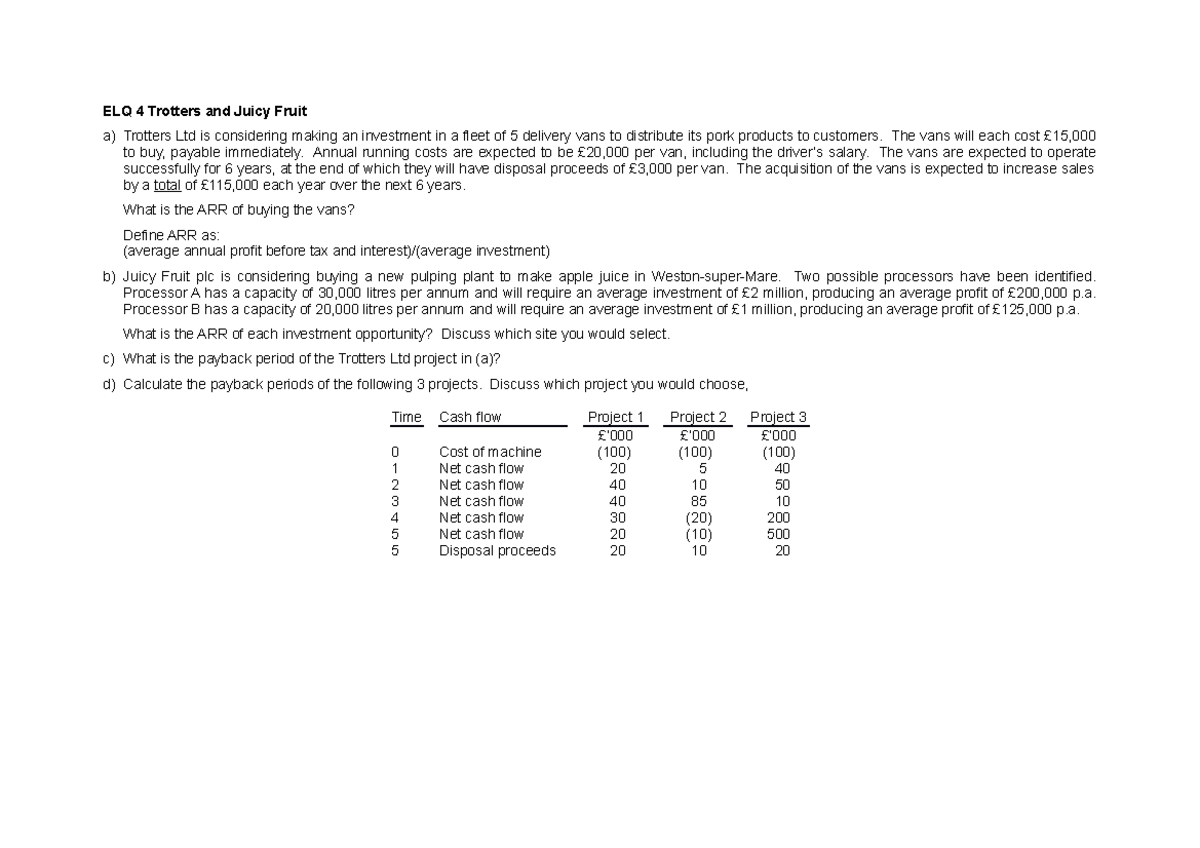 ELQ 4 & ELQ 5(1) - Part b - ELQ 4 & ELQ 5 - ELQ 4 Trotters and Juicy ...