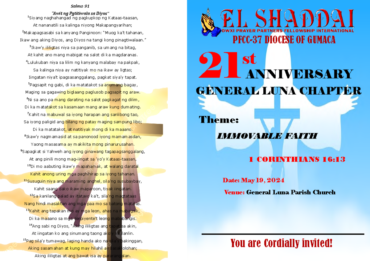 El Shaddai Gen. Luna Chapter - Salmo 91 "Awit ng Pgtitiwala sa Diyos ...