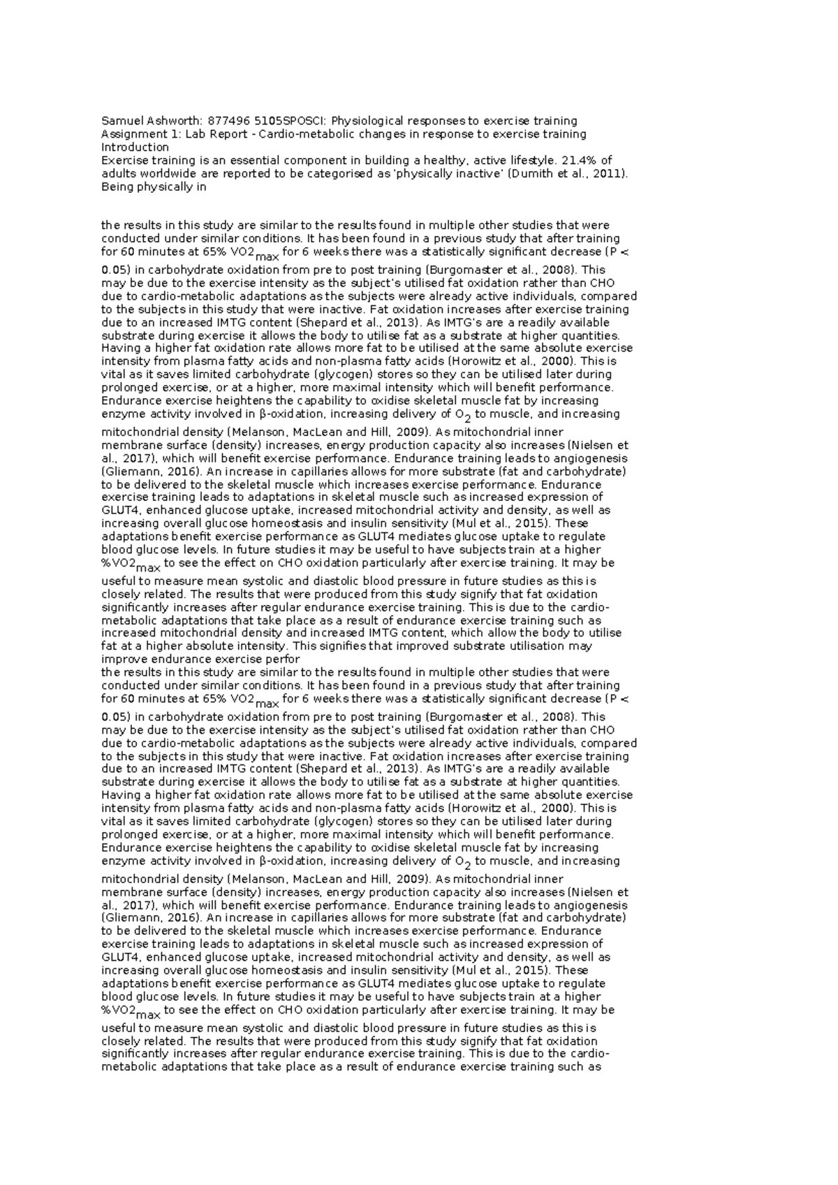 1 - hfdhh - Samuel Ashworth: 877496 5105SPOSCI: Physiological responses ...