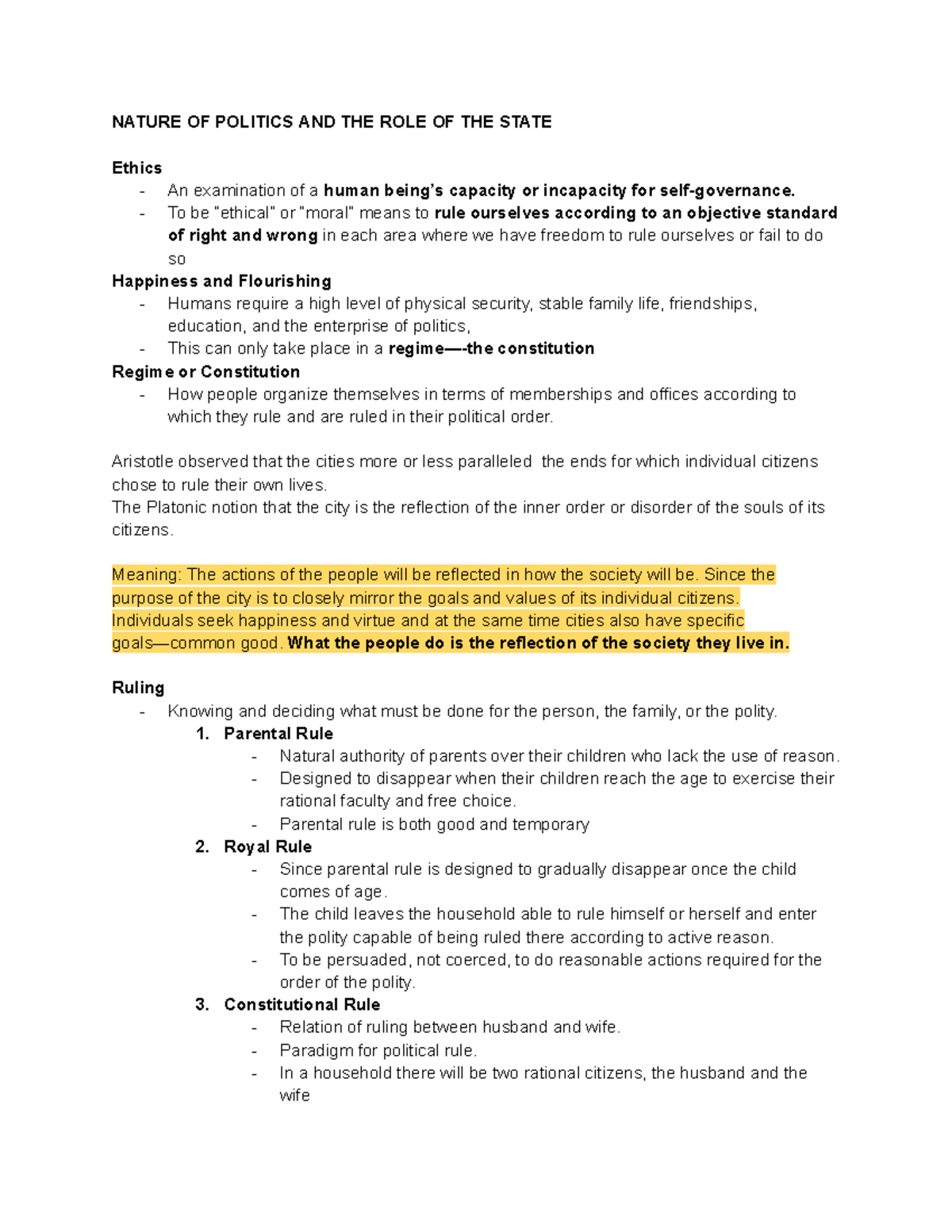 Nature of Politics and the Role of the State - NATURE OF POLITICS AND ...