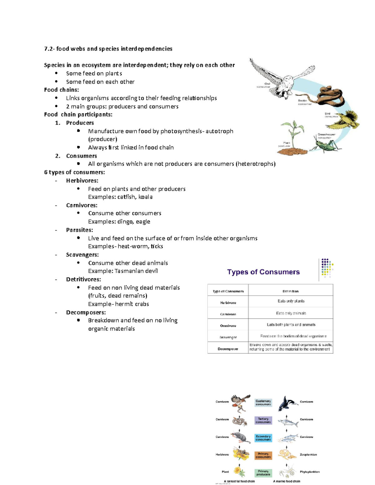 7 - chapter 7 - 7- food webs and species interdependencies Species in ...