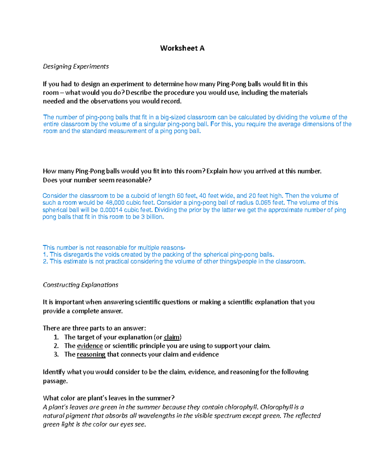 Worksheet A completed - Homework A for CHEM 1061 class with answers ...