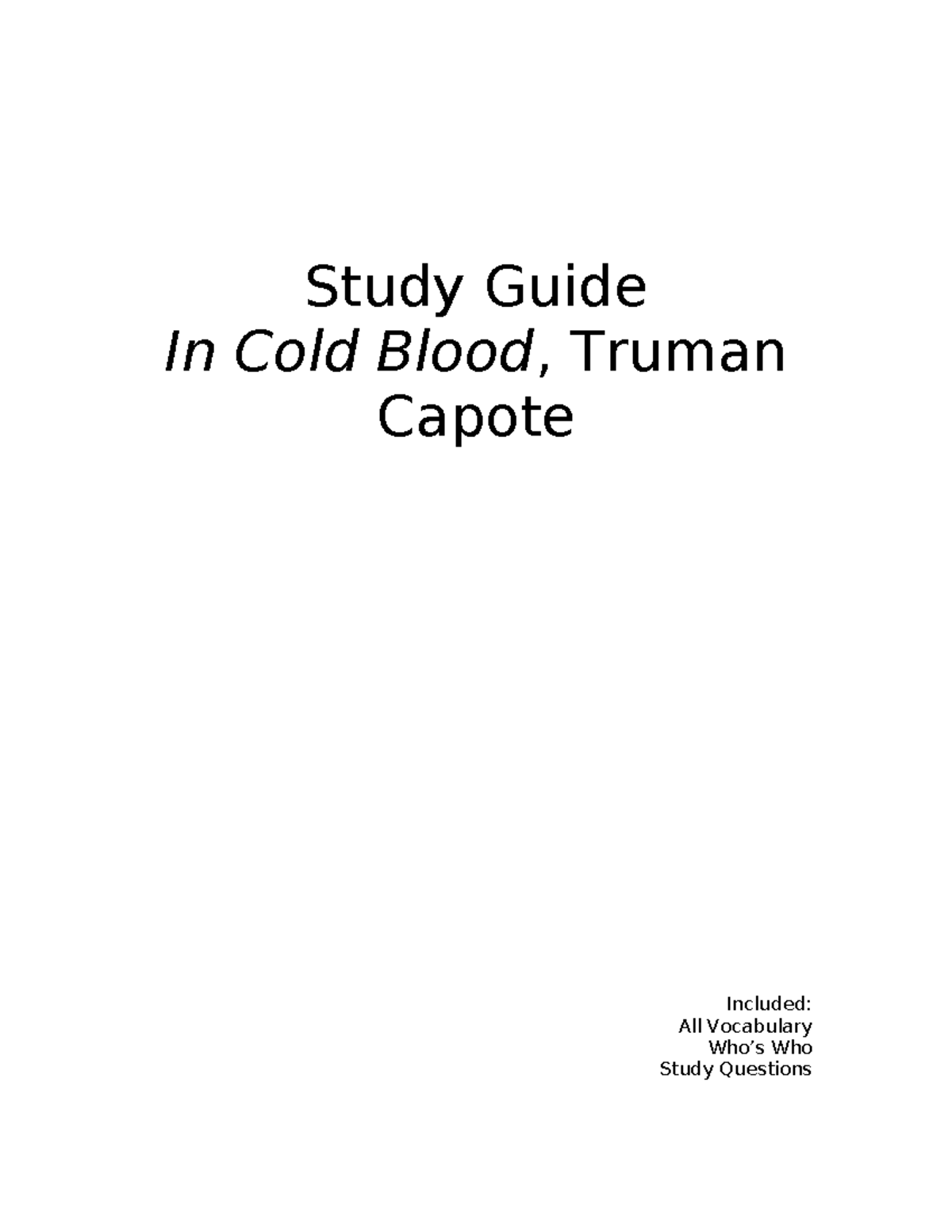 ICB-Study Questions - uubv\ - Study Guide In Cold Blood, Truman Capote ...