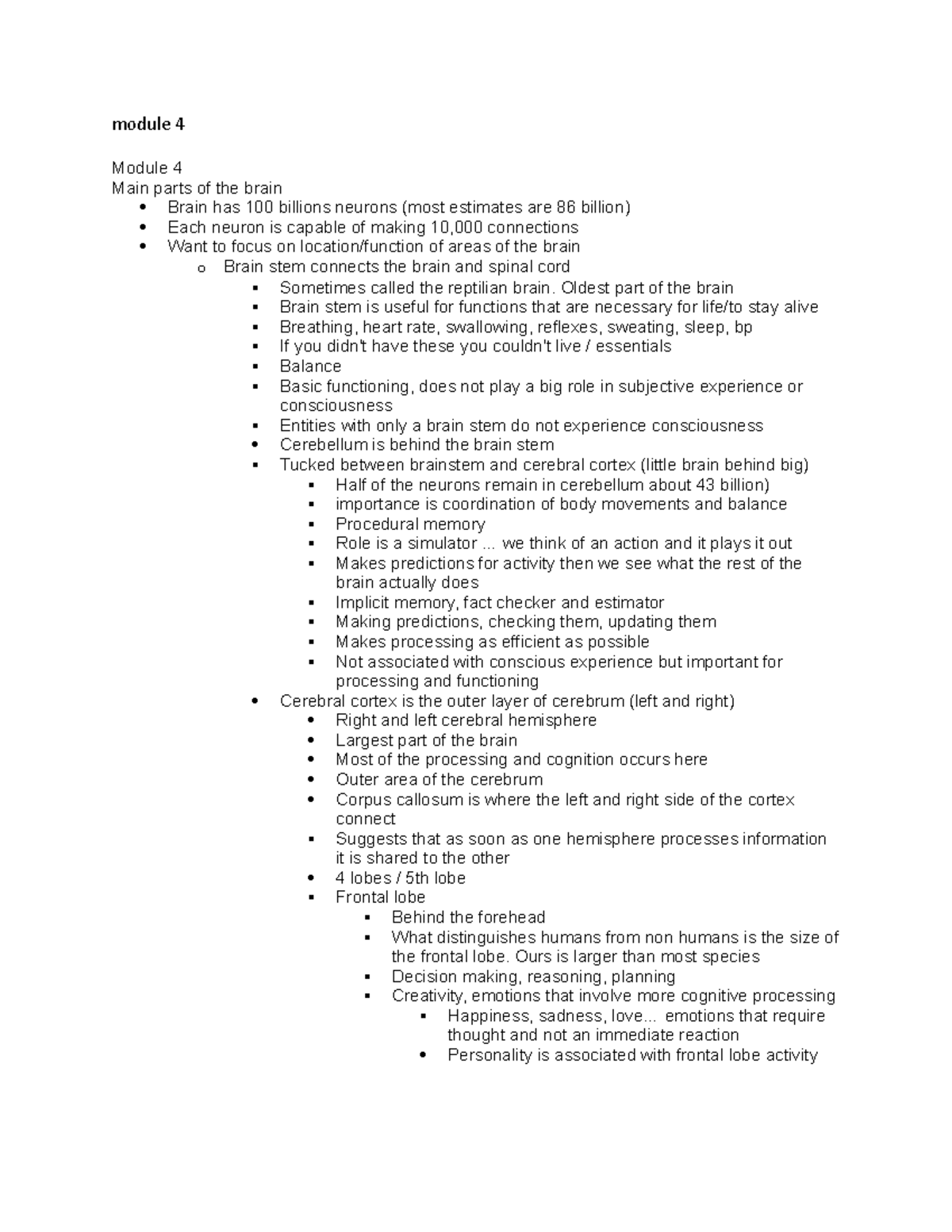 Module 4 workings of the mind - module 4 Module 4 Main parts of the ...