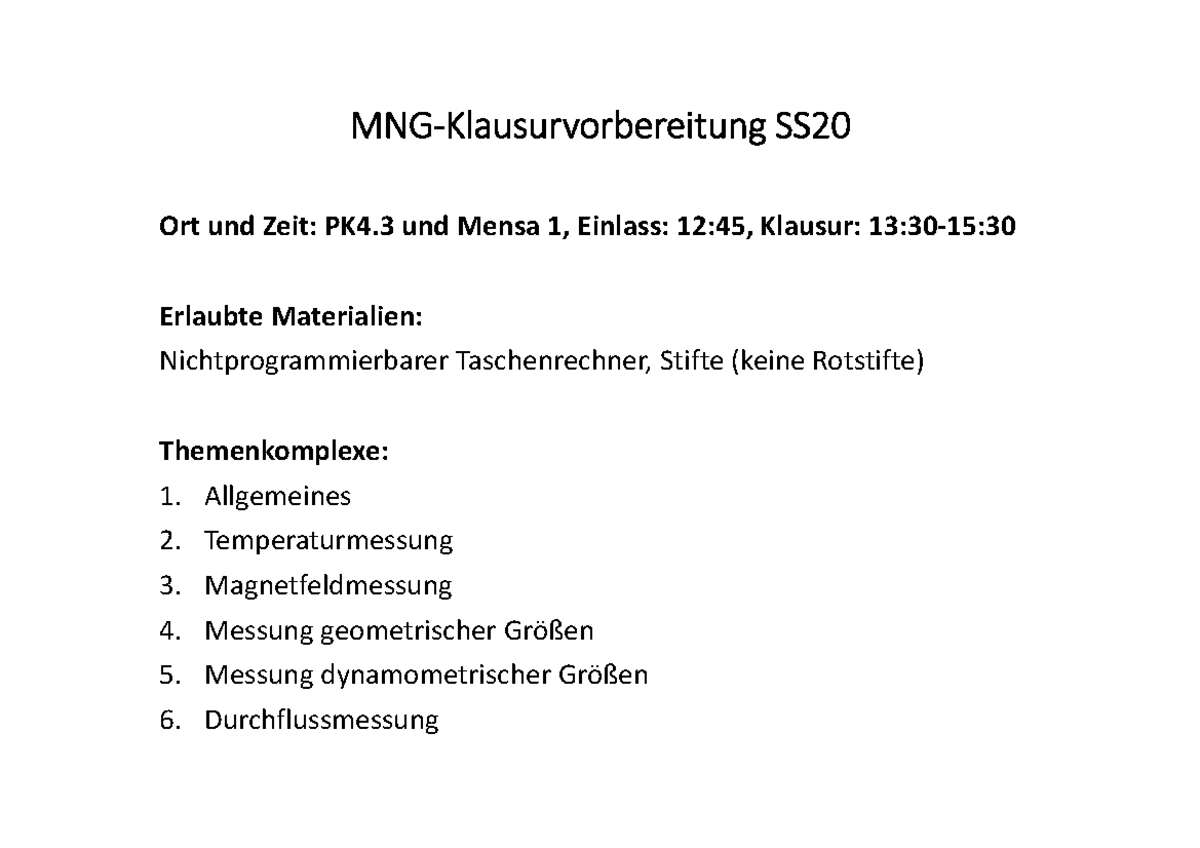 MNG-Klausurvorbereitung SS20 - Warning: TT: undefined function: 32 Ort und Zeit: PK4 und Mensa 1 ...