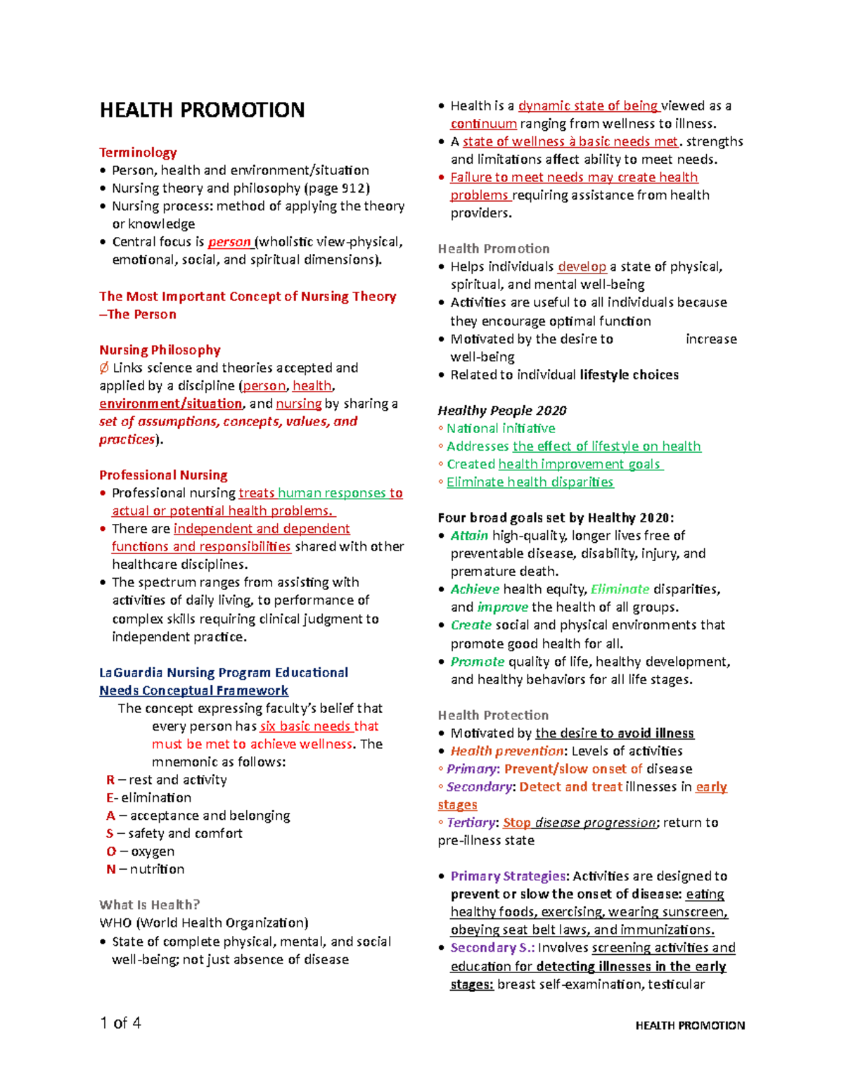 3 Health Promotion - HEALTH PROMOTION Terminology Person, health and ...