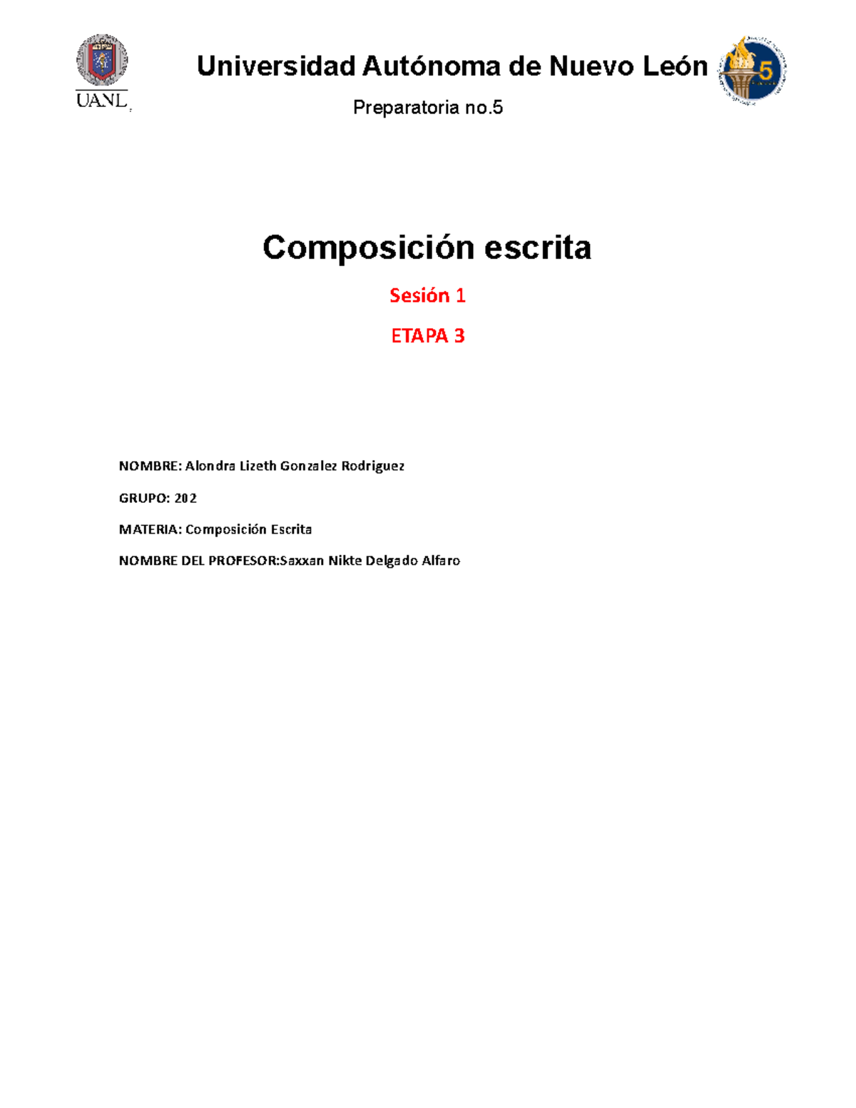 ALGR Etapa 3 Requisito Composicion Escrita - Preparatoria no ...
