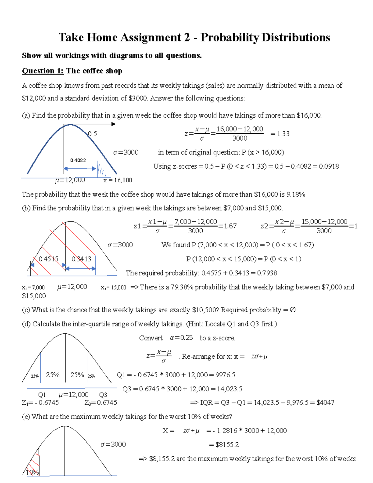 Take Home Assignment 2 - 10/10 - Take Home Assignment 2 - Probability ...
