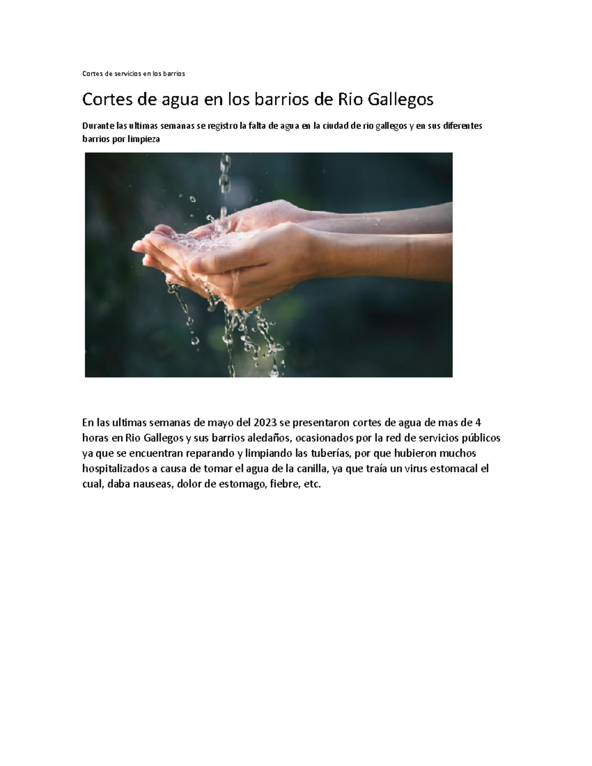 TP seminario - aasss - Cortes de servicios en los barrios Cortes de ...