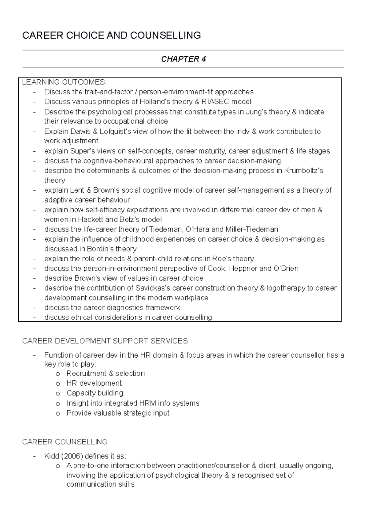 Ch 4 - Summary of lecture notes and the textbook of chapter 4. - CAREER ...