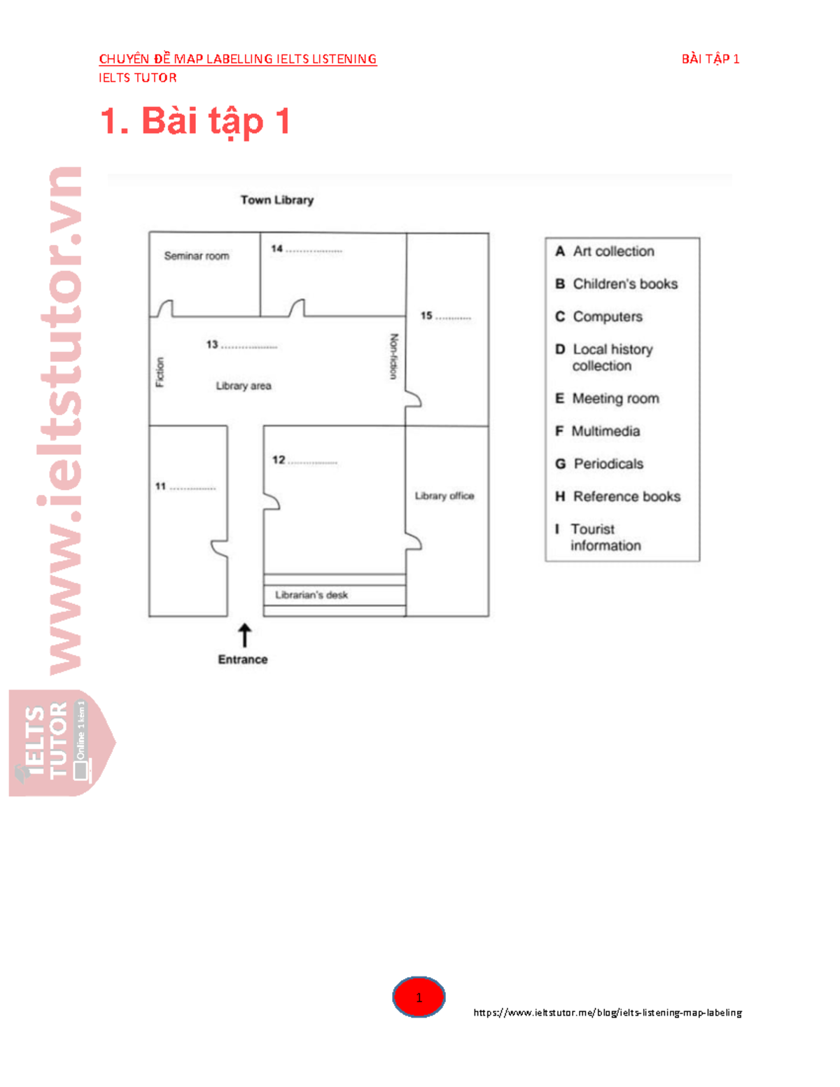Bài tập Map Labelling Ielts Listening - IELTS TUTOR 1 1. Bài tập 1 ...
