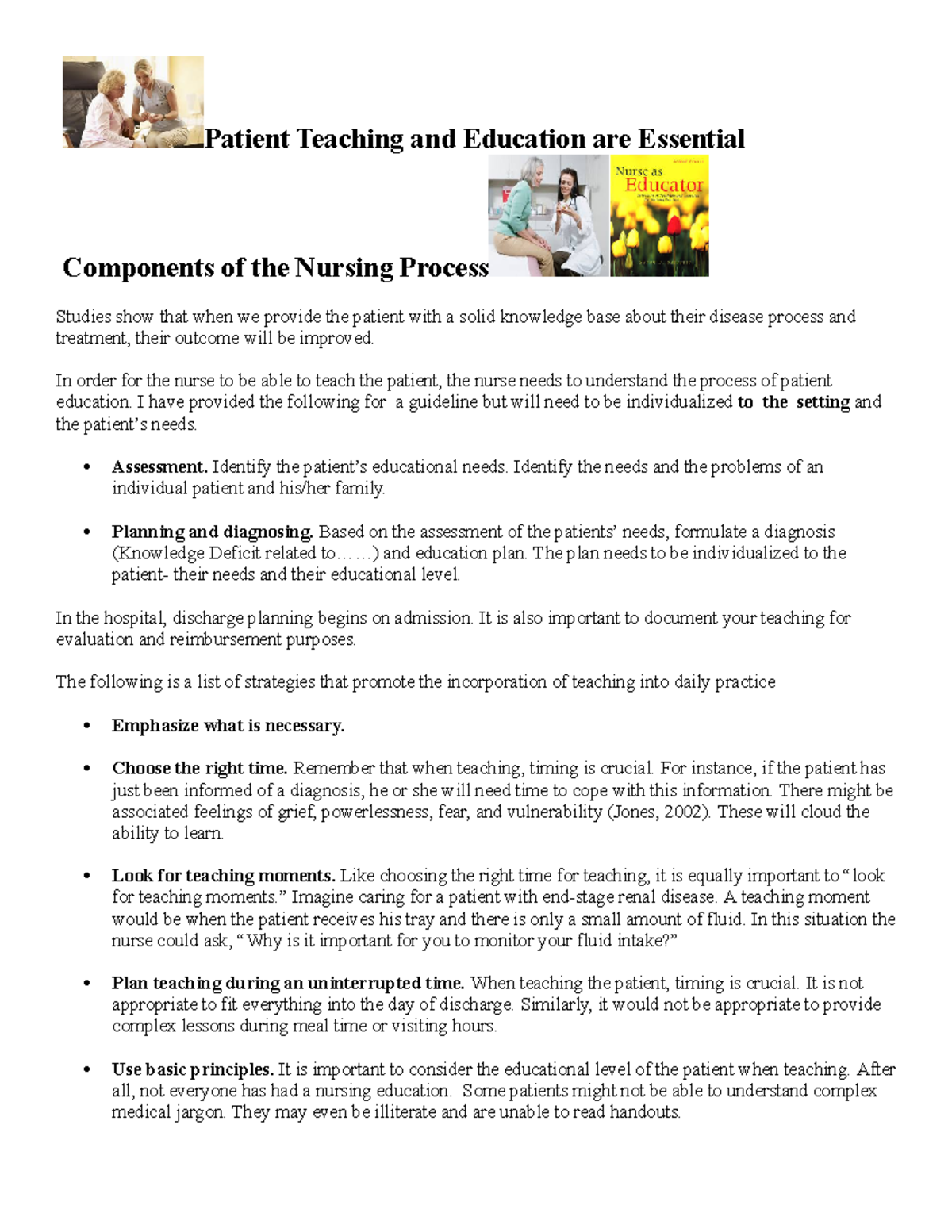 Clinical Teaching Assignement N3705 - Patient Teaching and Education ...