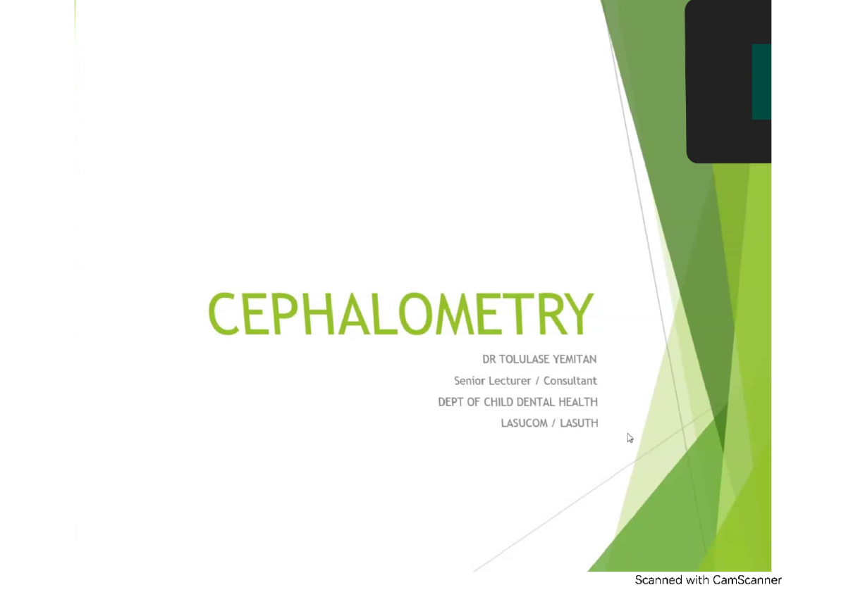 Cephalometry Analysis - Dental surgery - Studocu