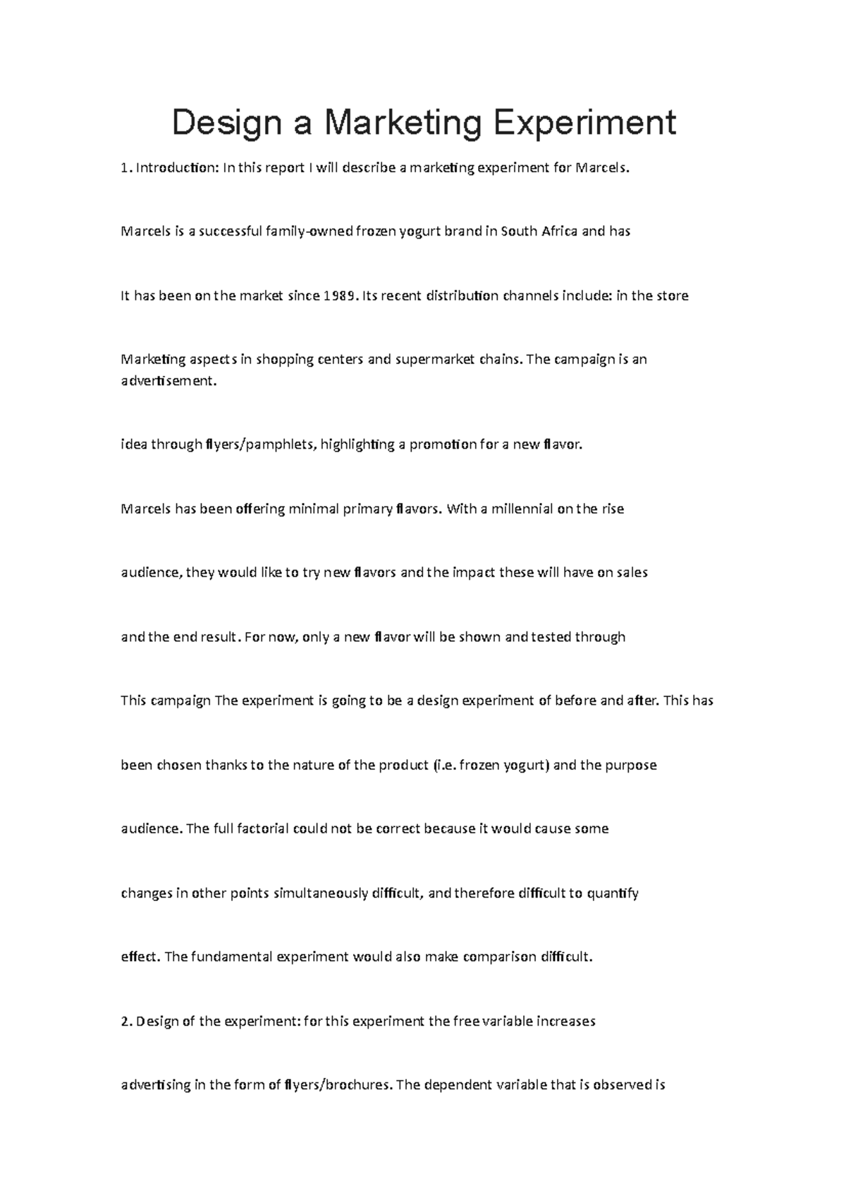 Design a Marketing Experiment - Design a Marketing Experiment ...