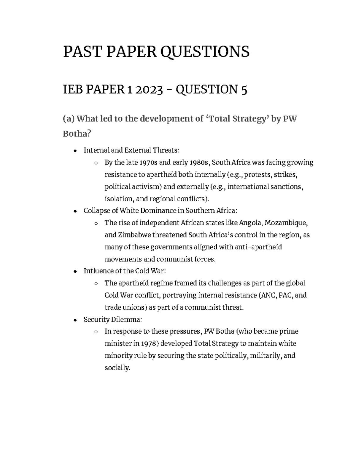 PAST Paper Questions - PAST PAPER QUESTIONS IEB PAPER 1 2023 - QUESTION ...