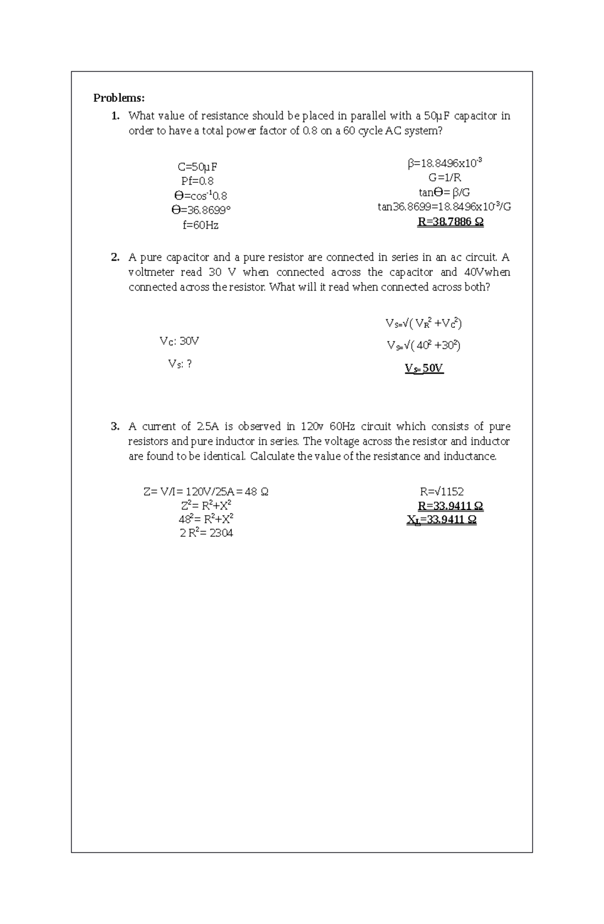 Circuits Guide - Electrical Engineering Solutions - Problems: 1. What ...