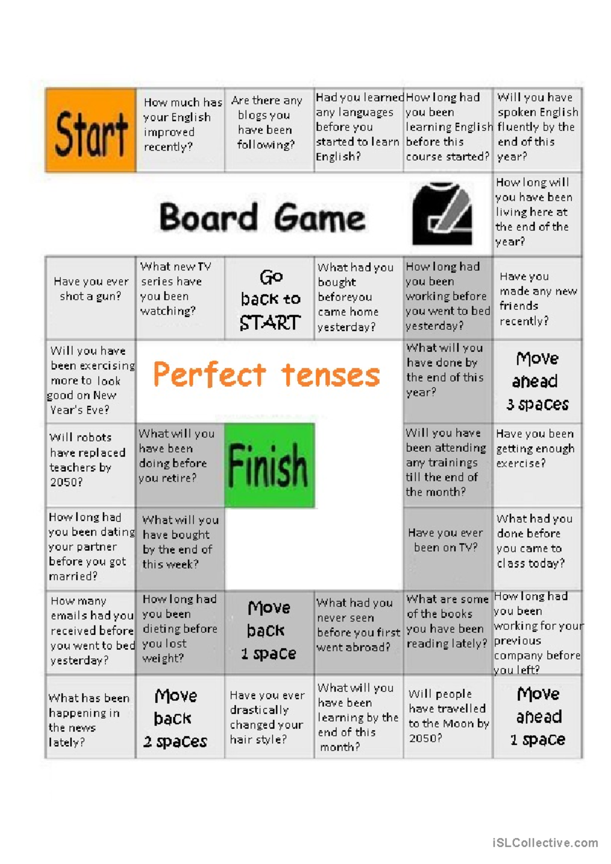 All Perfect Tenses Board Game - How much has Are there any Had you ...