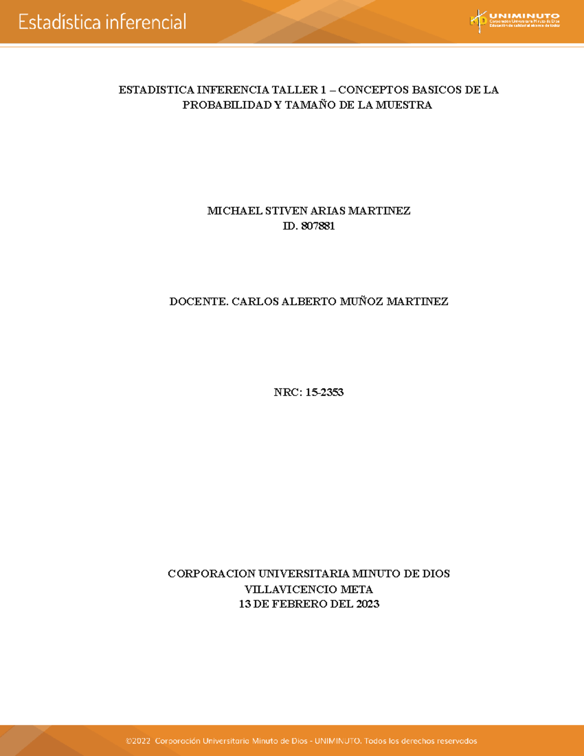 Taller 1 estadistica inferencial - ESTADISTICA INFERENCIA TALLER 1 – CONCEPTOS BASICOS DE LA ...