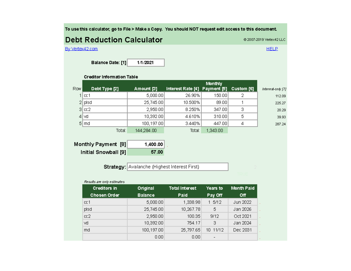 Debt Reduction Calculator - Calculator - To use this calculator, go to ...
