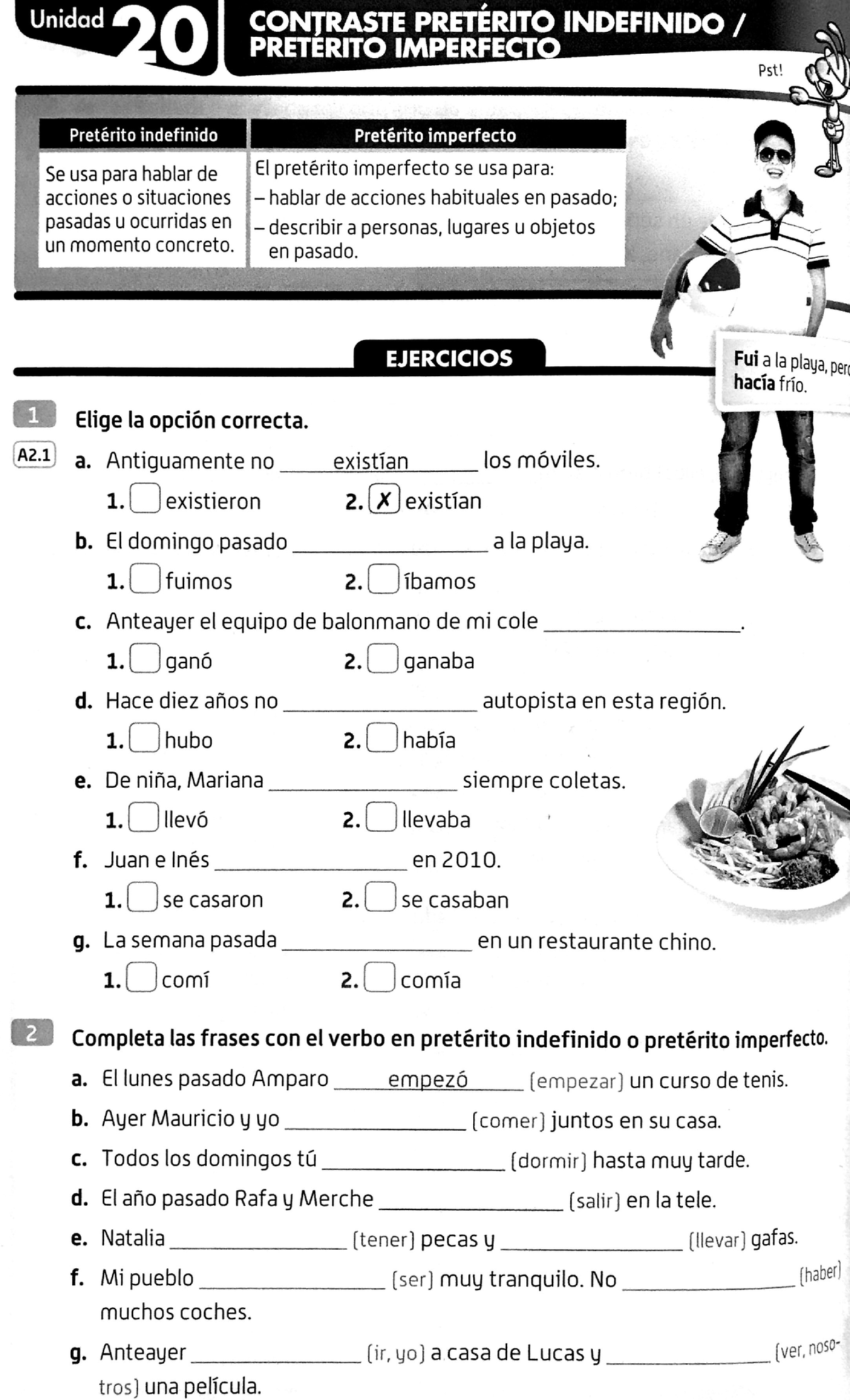 Contraste pr. indefinido vs pr. imperfecto (con claves) - Espanhol ...