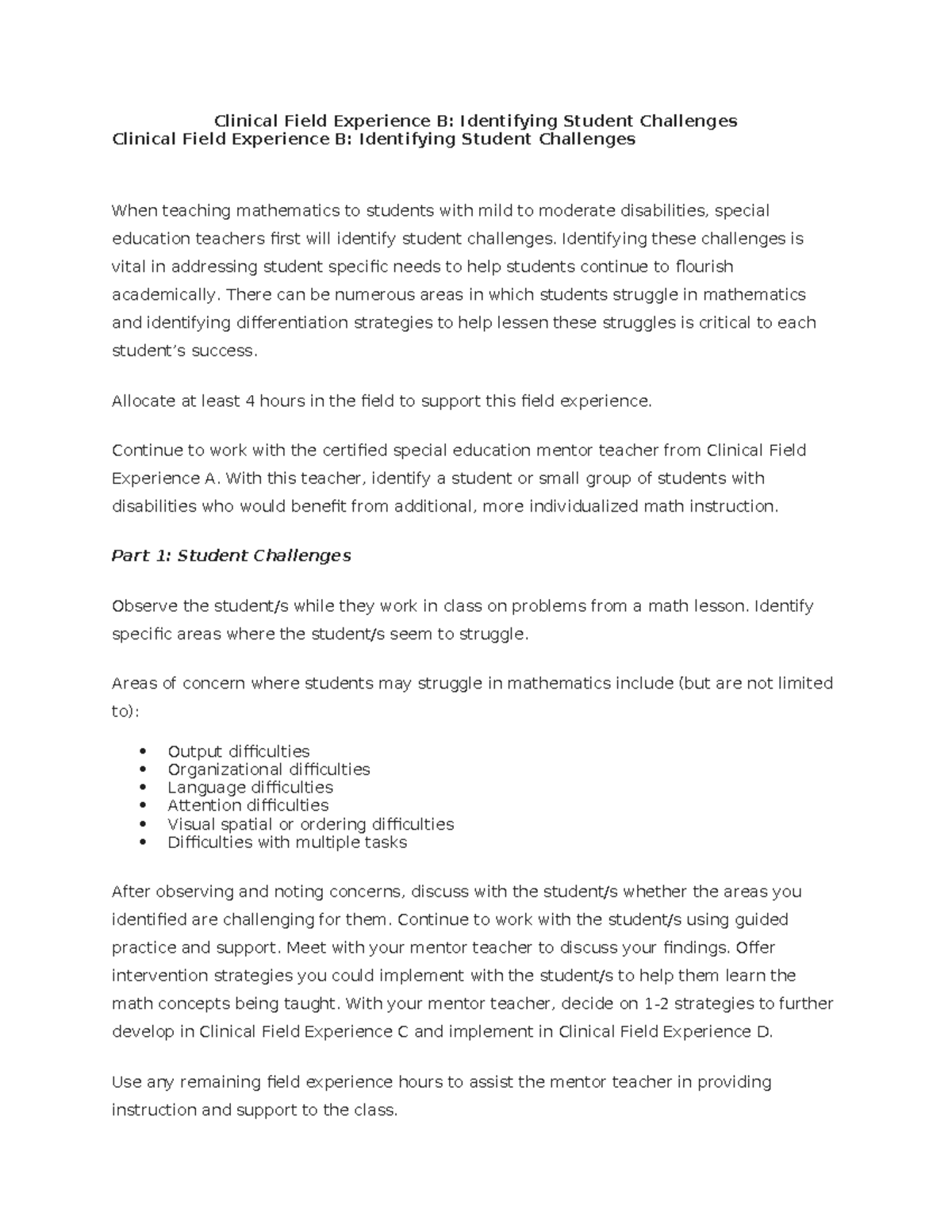 Clinical Field Experience B SPD 470 T6 - Clinical Field Experience B ...