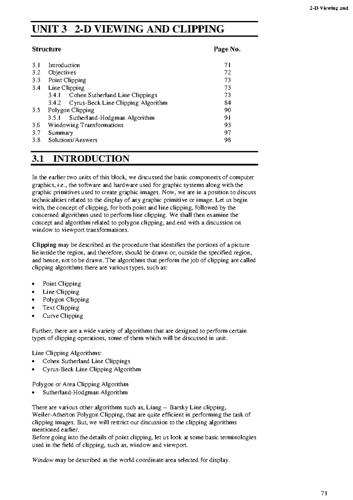 Block-1 MS-053 Unit-1 - STUDY MATERIAL FOR EXAM - 2-D Viewing and ...