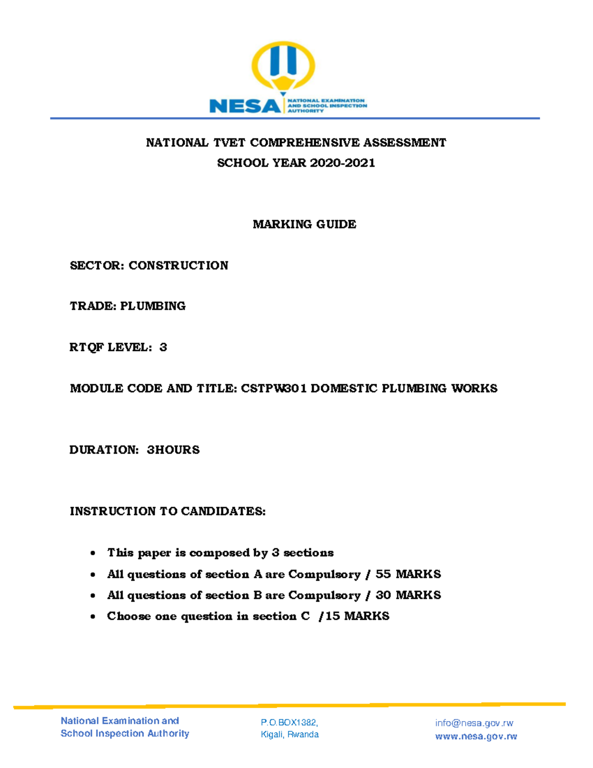 MG Plumbing L3 Domestic plumbing works Kinihira TVET - National ...