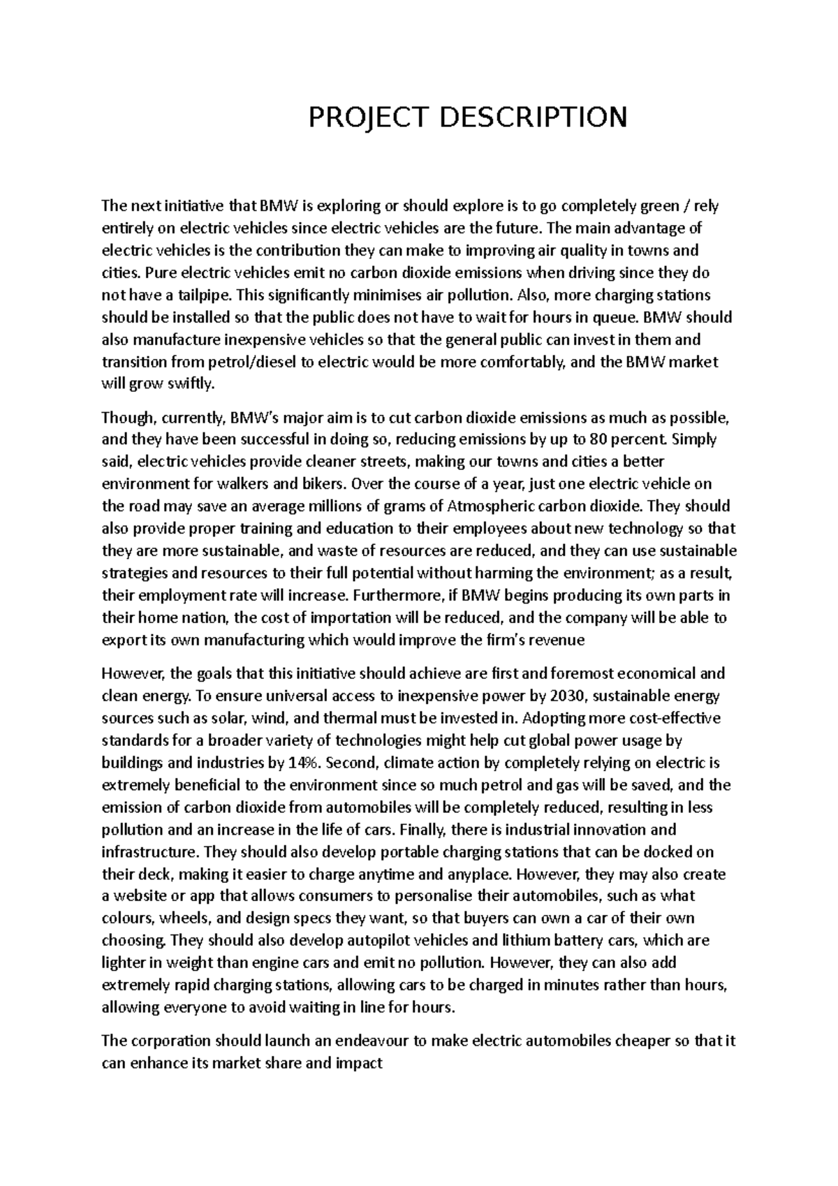 Project Description - 100% helpful - PROJECT DESCRIPTION The next ...