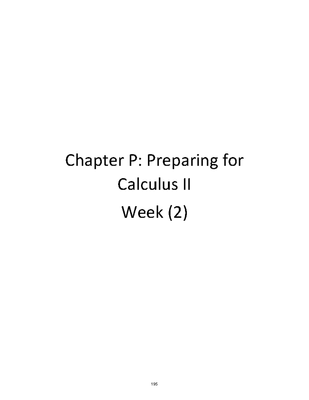 Peparing for Calculus II (minus section P) - Chapter P: Preparing for ...