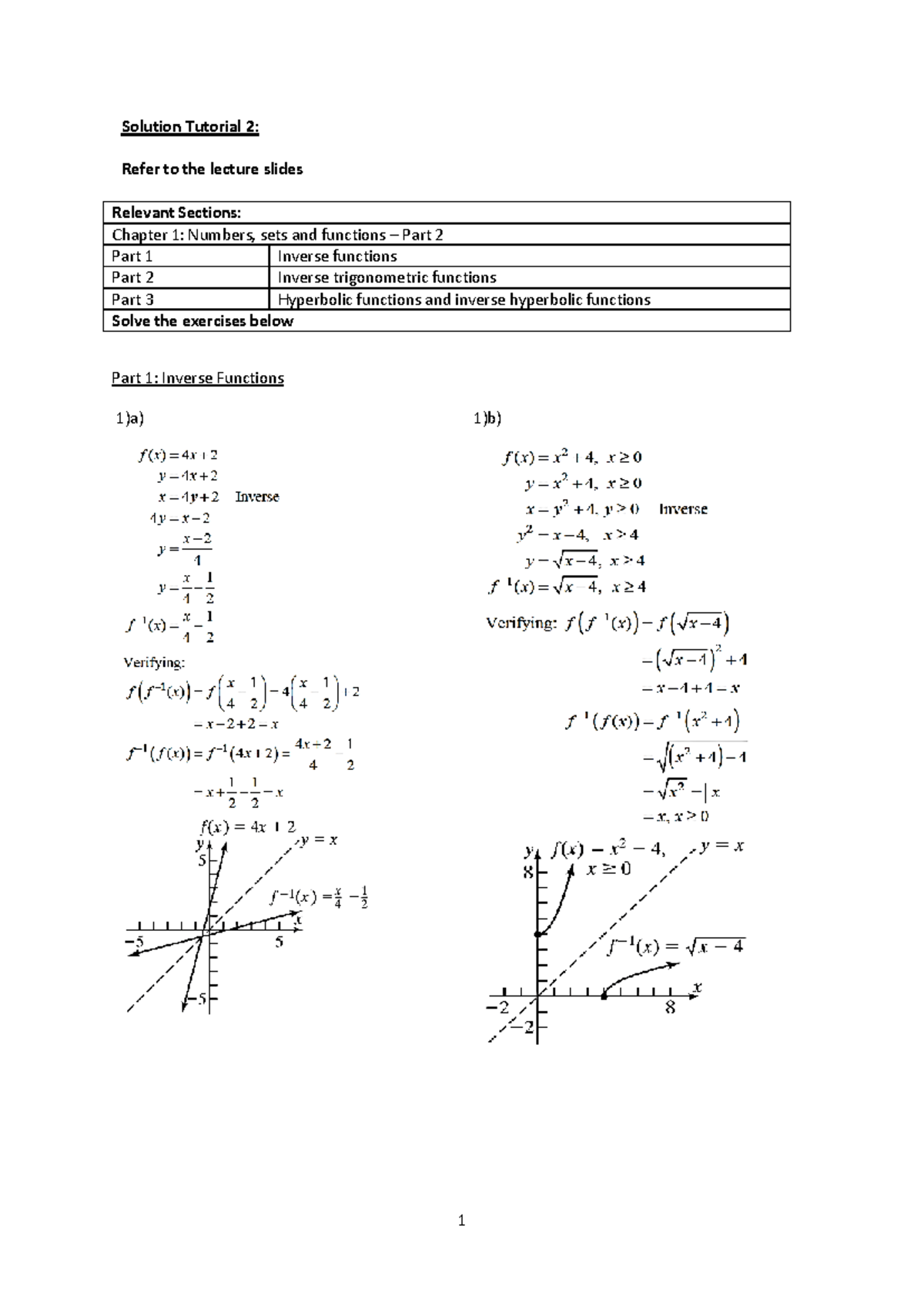 Solution Tutorial 2 - Calculus and Applications - 1 Solution Tutorial 2: Refer to the lecture ...