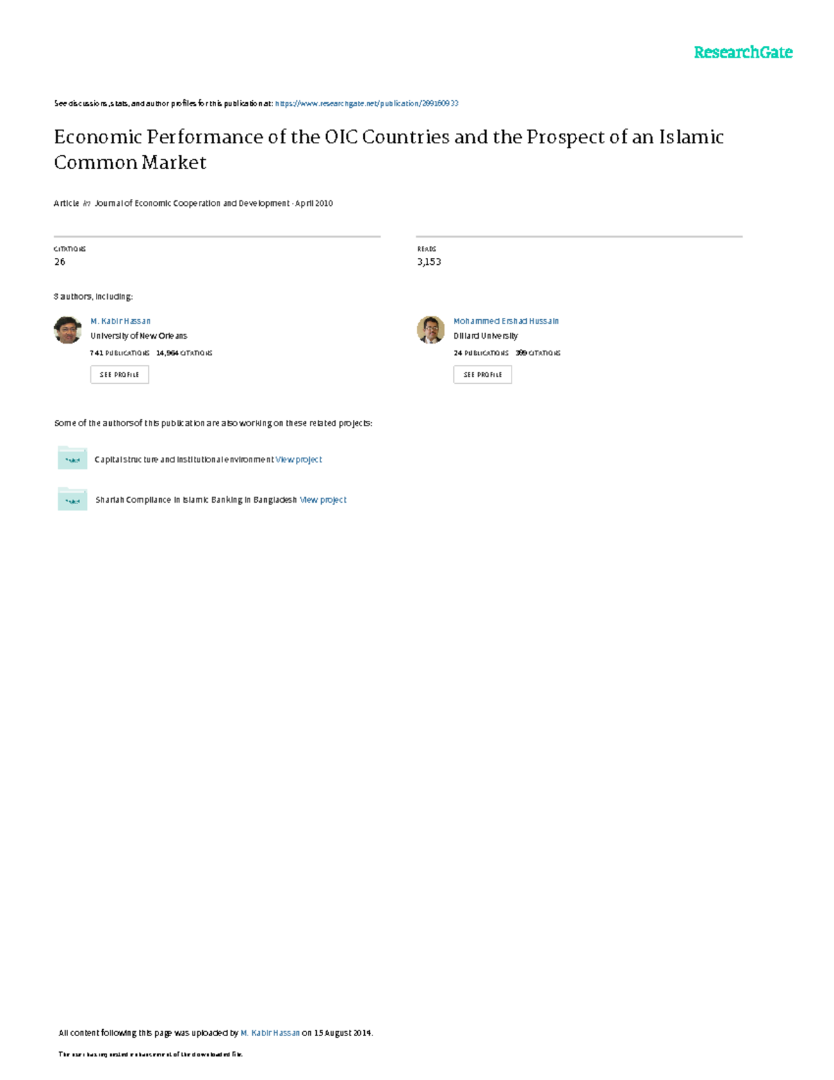 Economic Performance of the OIC Countries and the - See discussions ...