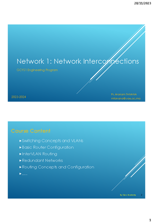 Network Interconnection - Chapiters 4-5 - Chapter 4: Spanning Tree Protocol (STP) Concepts A ...