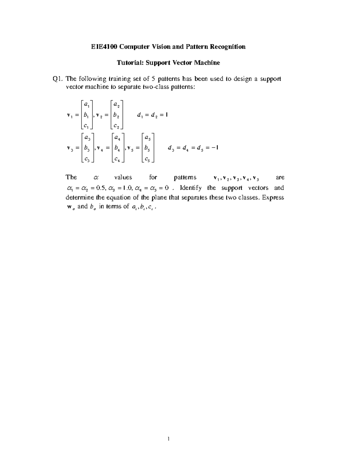 SVM tutorial - EIE4100 Computer Vision and Pattern Recognition Tutorial: Support Vector Machine ...