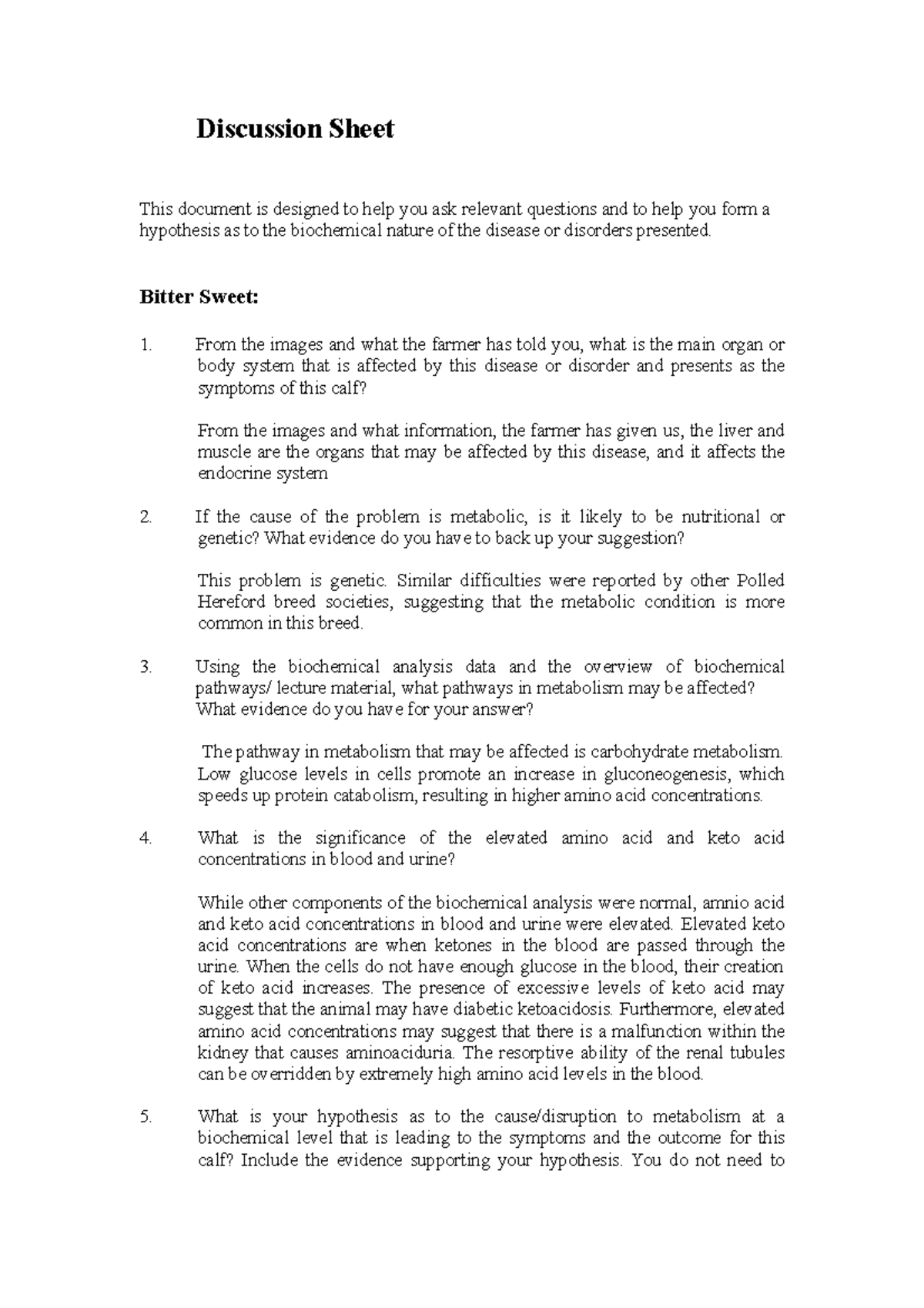 Discussion Sheet (Bitter Sweet) - Discussion Sheet This document is ...